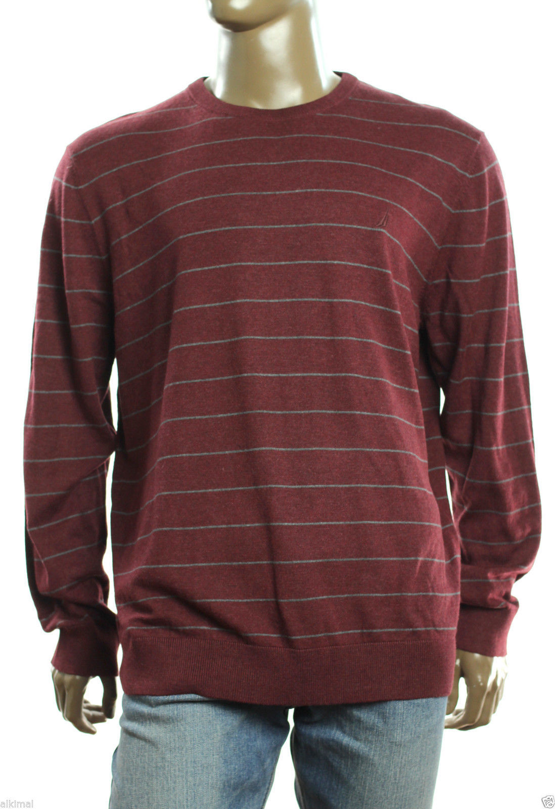 NEW NAUTICA LUXURY PERFORMANCE CREW NECK COTTON MODAL STRIPE PULLOVER ...