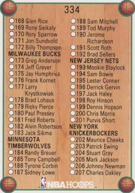 1990-91 NBA Hoops - Checklist #334 for sale online | eBay