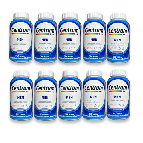 10 Pk, Centrum MEN Multivitamin/Multimineral Supplement 250 Tabs each ...