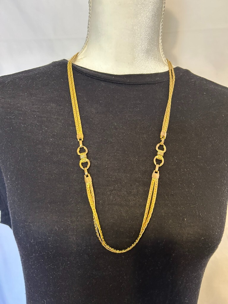 Vintage! Beautiful Detailed Gold Tone Chain Necklace … - Gem