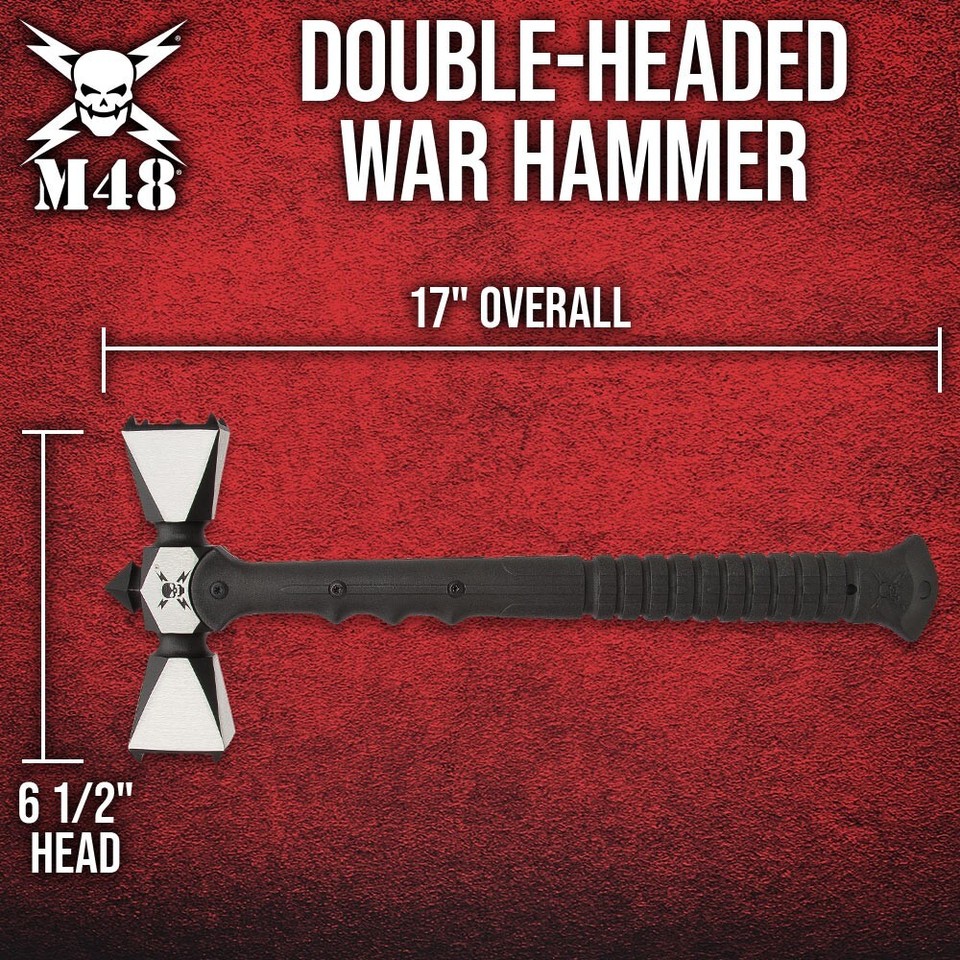 M48 Double-Headed War Hammer with Sheath | Stainless Steel Head | 17 ...