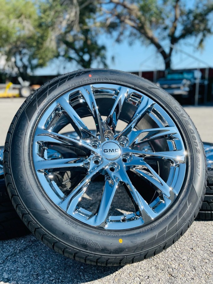 22" Chrome GMC Sierra Yukon Denali Wheels Rims Tires Chevy Silverado ...