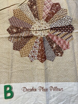 Vintage VIP Print by Cranston "Dresden Plate Pillows" all browns panel | eBay