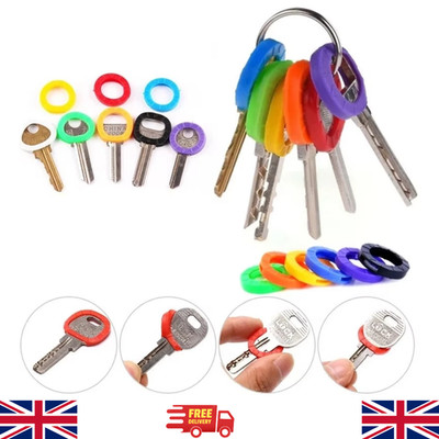 10X Coloured Key Top cover Caps Assorted Head Covers ID Tag Cap Ring ...