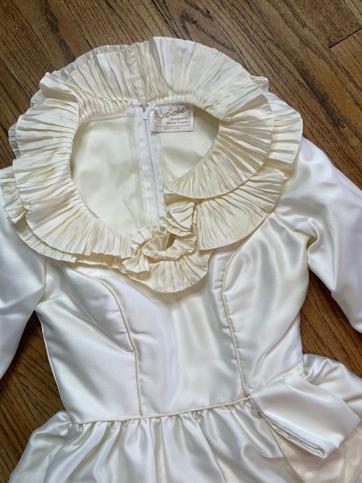 Vintage 70s 80s USA Michele Piccione Modest Ivory Victorian Ruffle ...