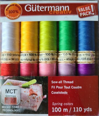 Gutermann Thread 10 Spools 110 Yards Each Spring Colors 100% Polyester ...
