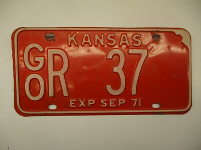 1971 Kansas License Plate Gove County Tag # 37 Low Number Two Digits | eBay