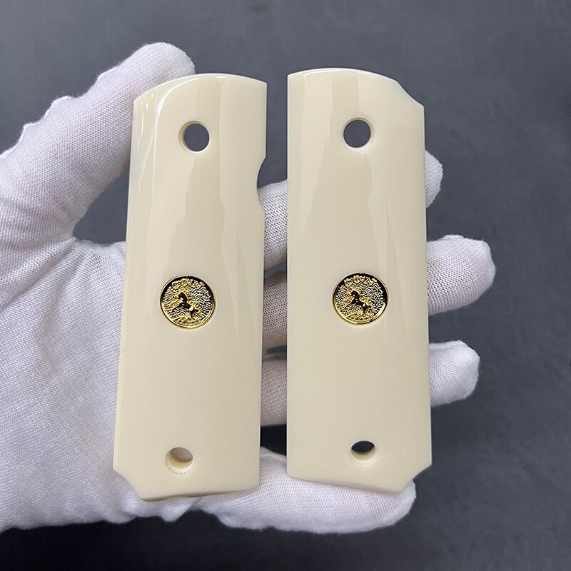 1911 Grips Full Size COLT Springfield Ivory Gold Horse Medallion W ...