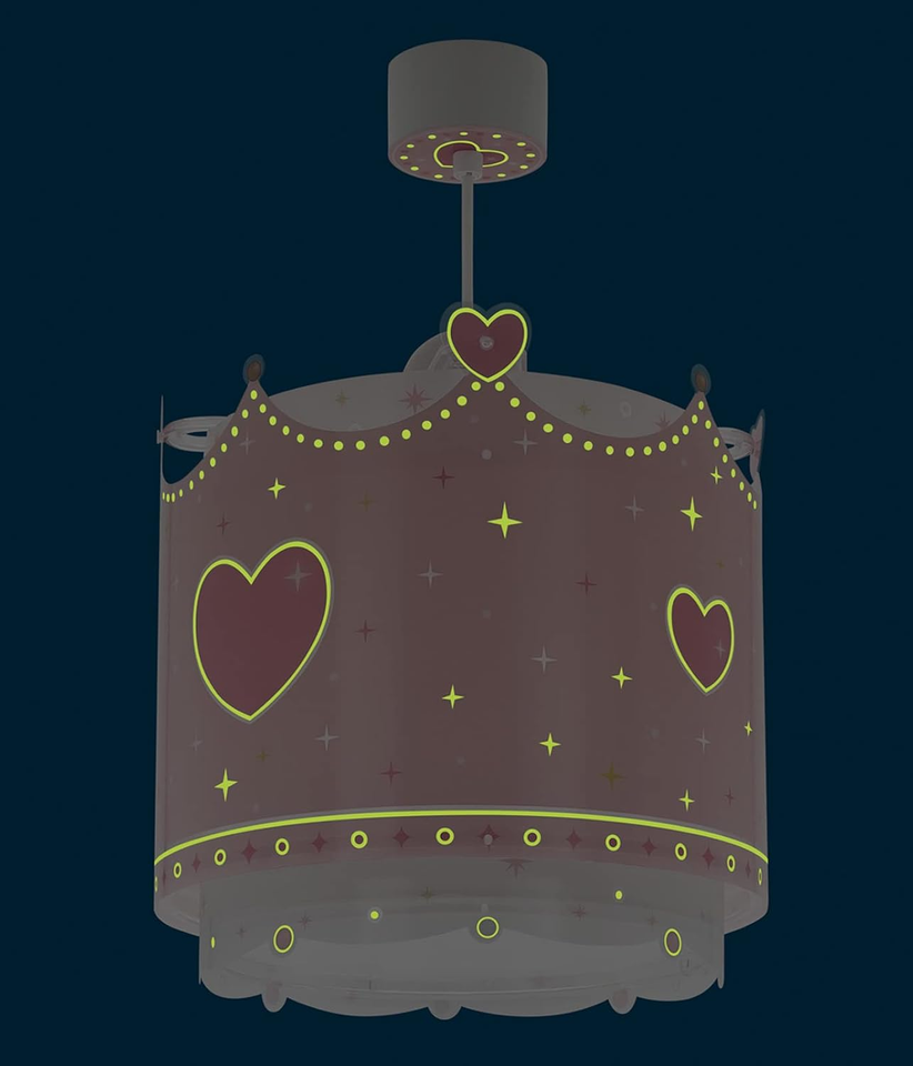 Lampada Da Soffitto per Bambini Little Queen Corona Di Cuori Rosa ...