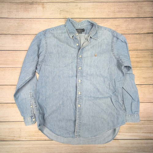 VTG 90s Ralph Lauren Classic Fit Denim Shirt Mens XL Light Long Sleeve ...
