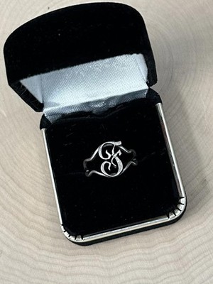 VTG BEAU Sterling Silver Calligraphy Initial F Monogram Adjustable Ring ...