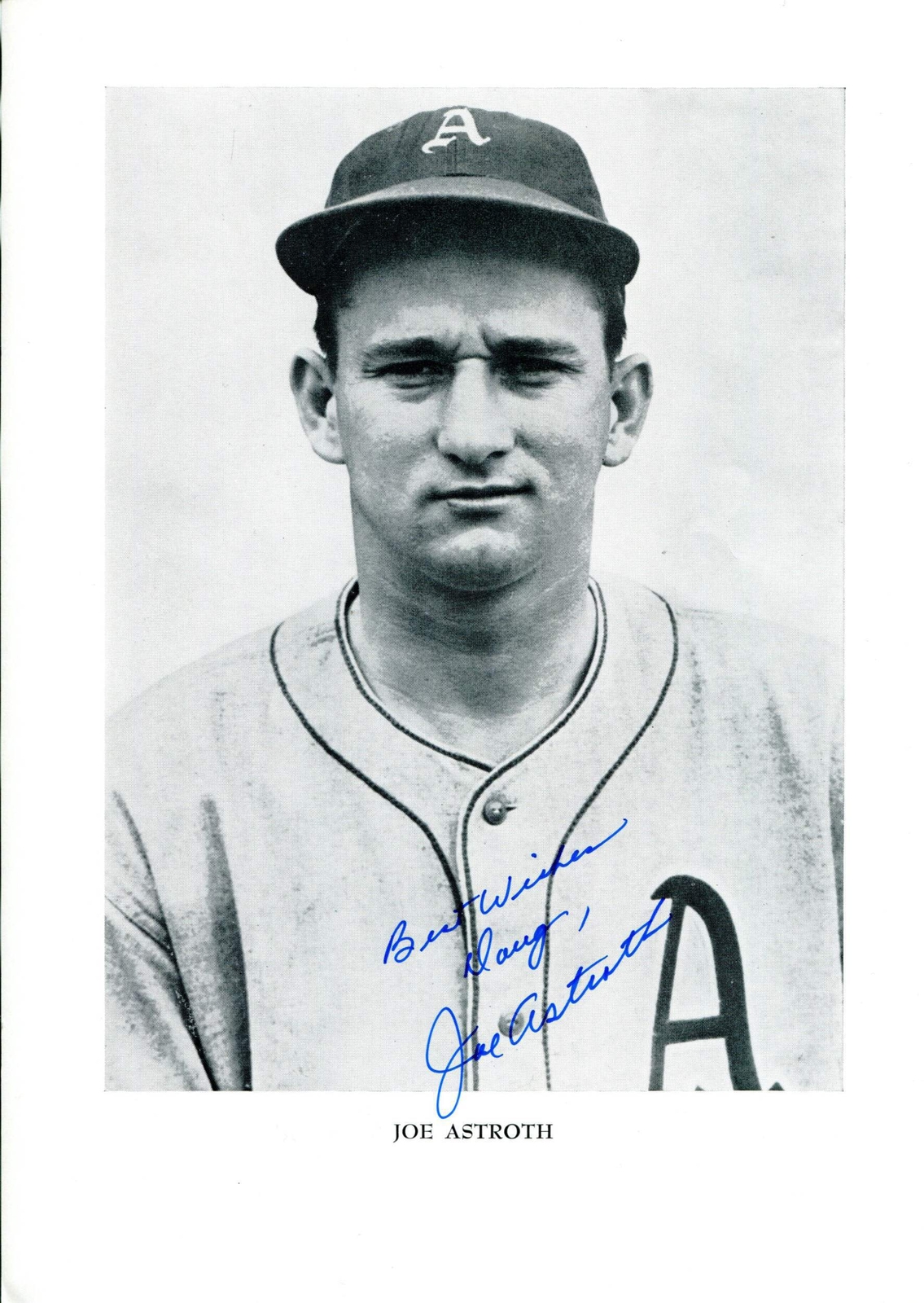 Joe Astroth Autographed 8x10 Photo | eBay
