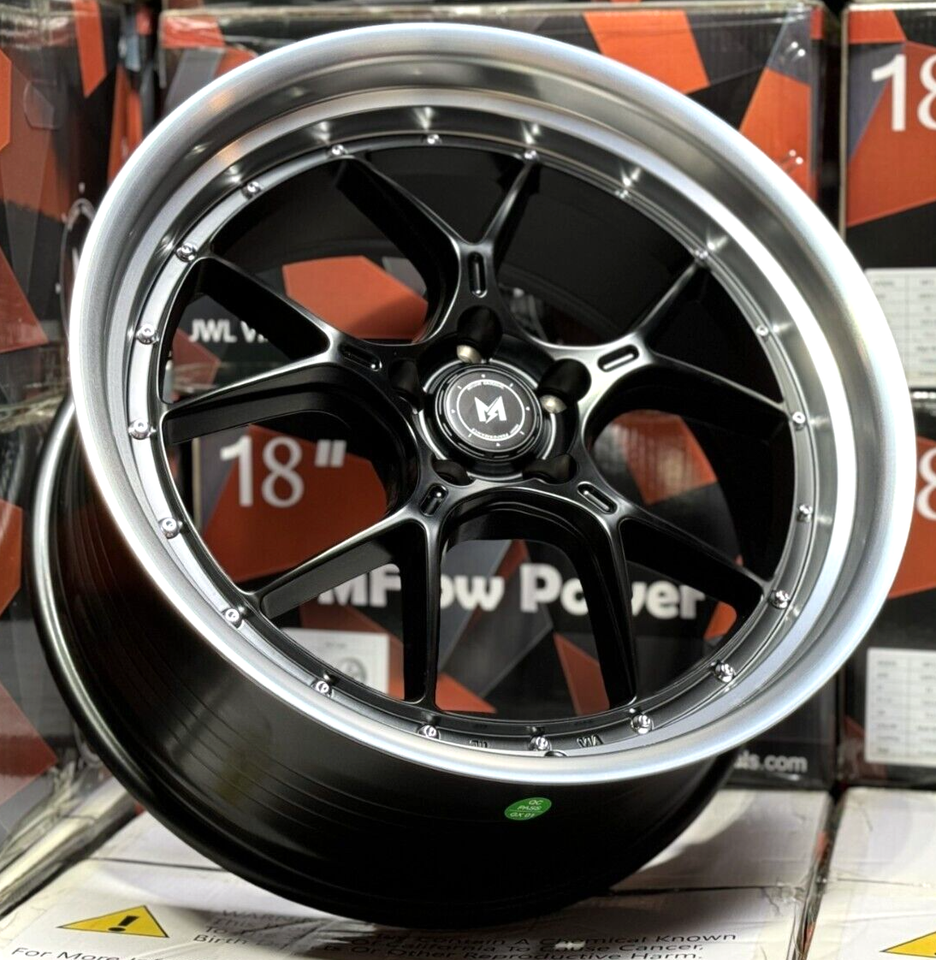 20x9.5 +35 MFlow MFL1 Matte Black Machined Lip 5x114.3 Wheels 20" Rims ...