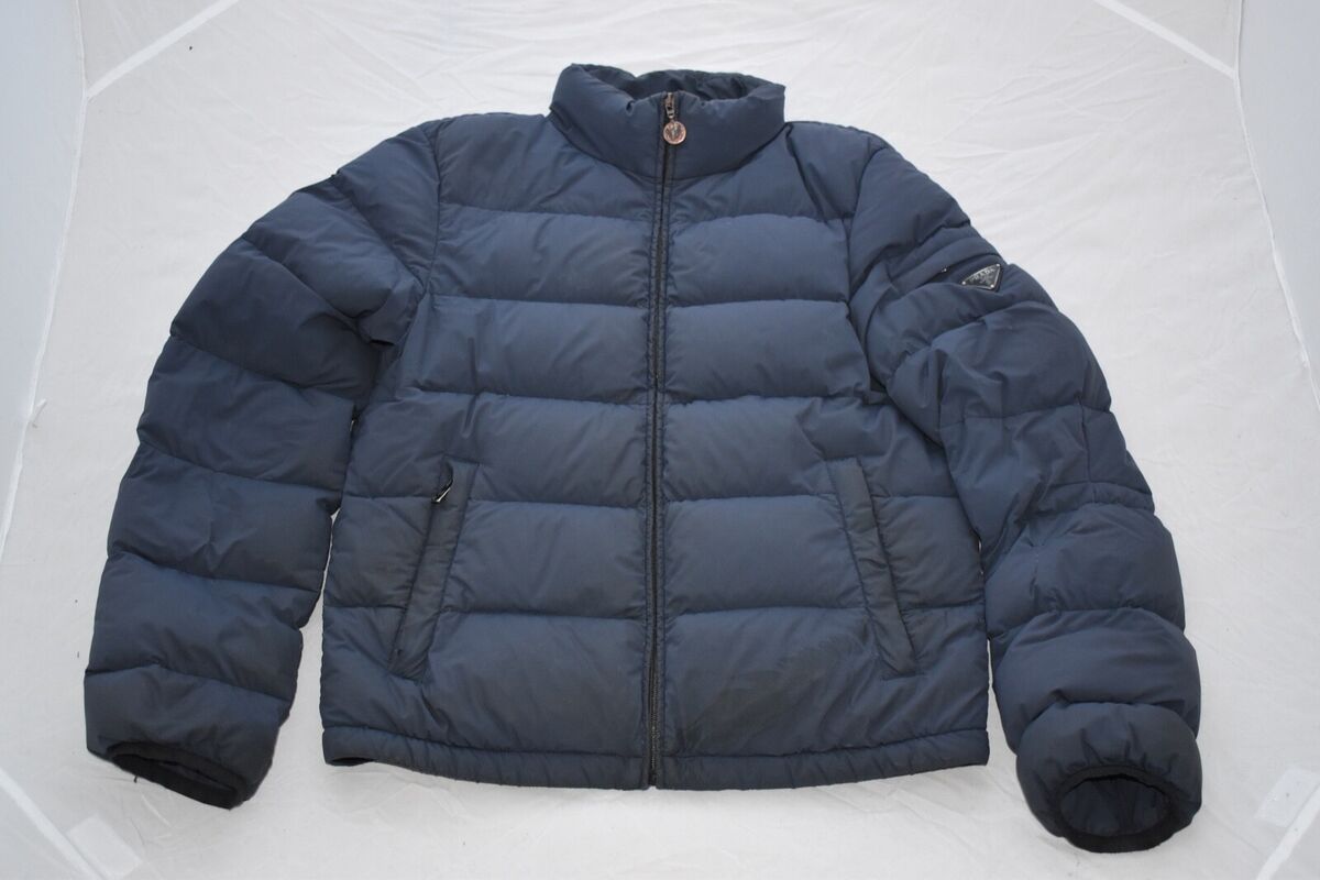 Prada Navy Blue Down Quilted Zip Through Jacket Coat Mens Prada Navy Blue Down Quilted Zip Through Jacket Coat Mens