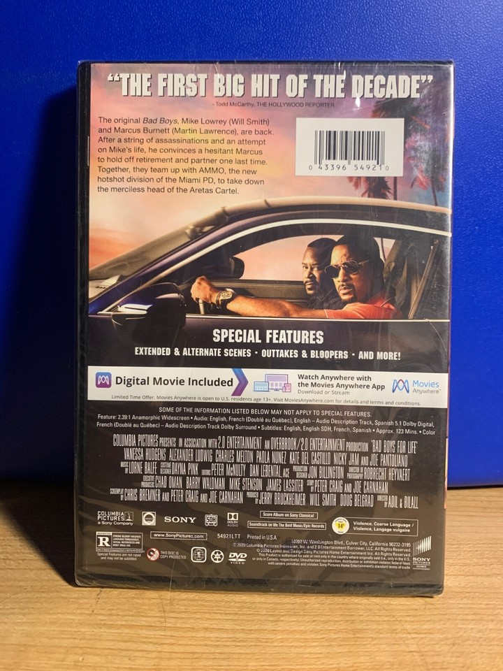 Bad Boys for Life (DVD + Dig) w/Martin Lawrence….….…..…BRAND NEW ...