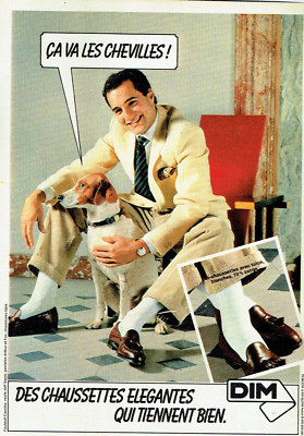 publicité Advertising 0423 1981 chaussettes Dim à talon blanches homme ...