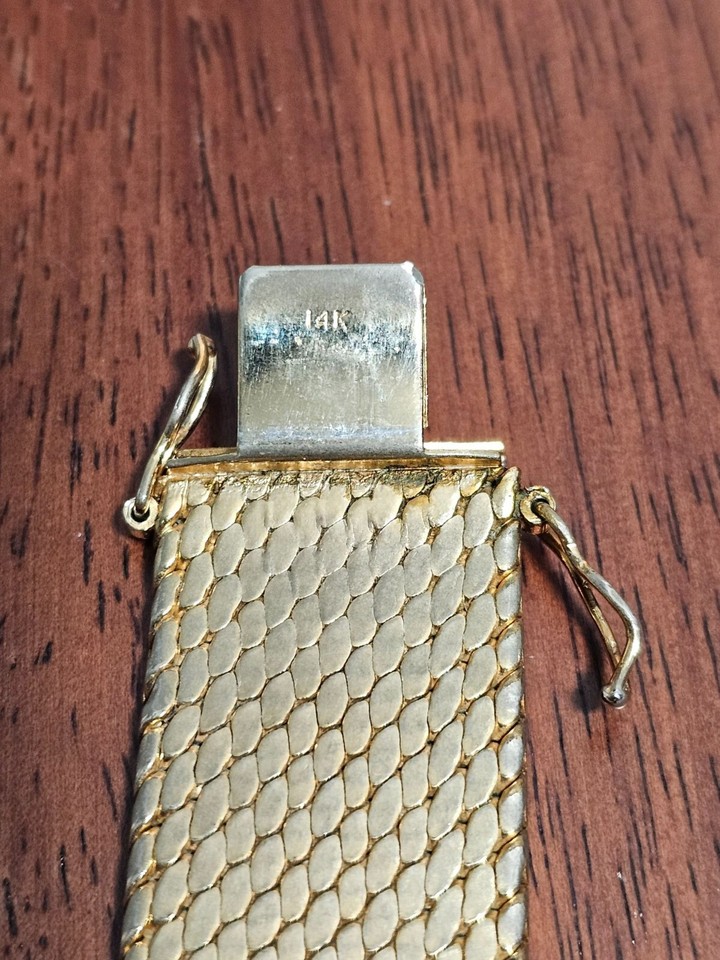 Decesare Italy 14k Gold Plated Diamond Pattern Mesh Bracelet | eBay