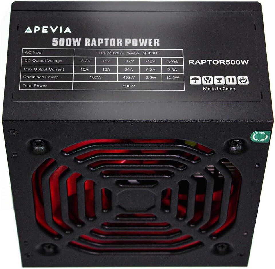 New 500w Gaming ATX Computer Power Supply PCIe 6 or 8 pin 4 or 8 pin ...