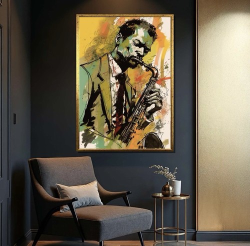 Canvas Wall art Graffiti Print Jazz Saxophonist Musician Urban Pop Art ...