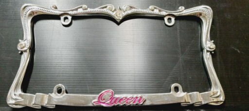 QUEEN LICENSE PLATE FRAME SEXY CHROME PINK DIAMOND STYLE CRUISER ...