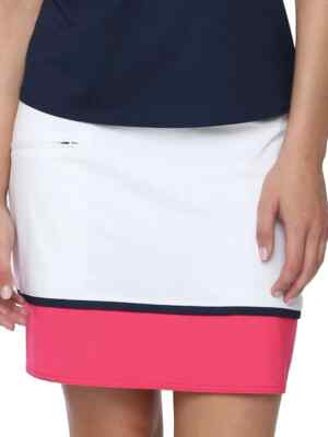 NWT BELYN KEY White Melon Pink Navy Contrast Banded Knit GOLF SKORT S M ...