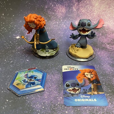 Disney Infinity Originals Figures Merida & Stitch Figures w/ Power Disc ...