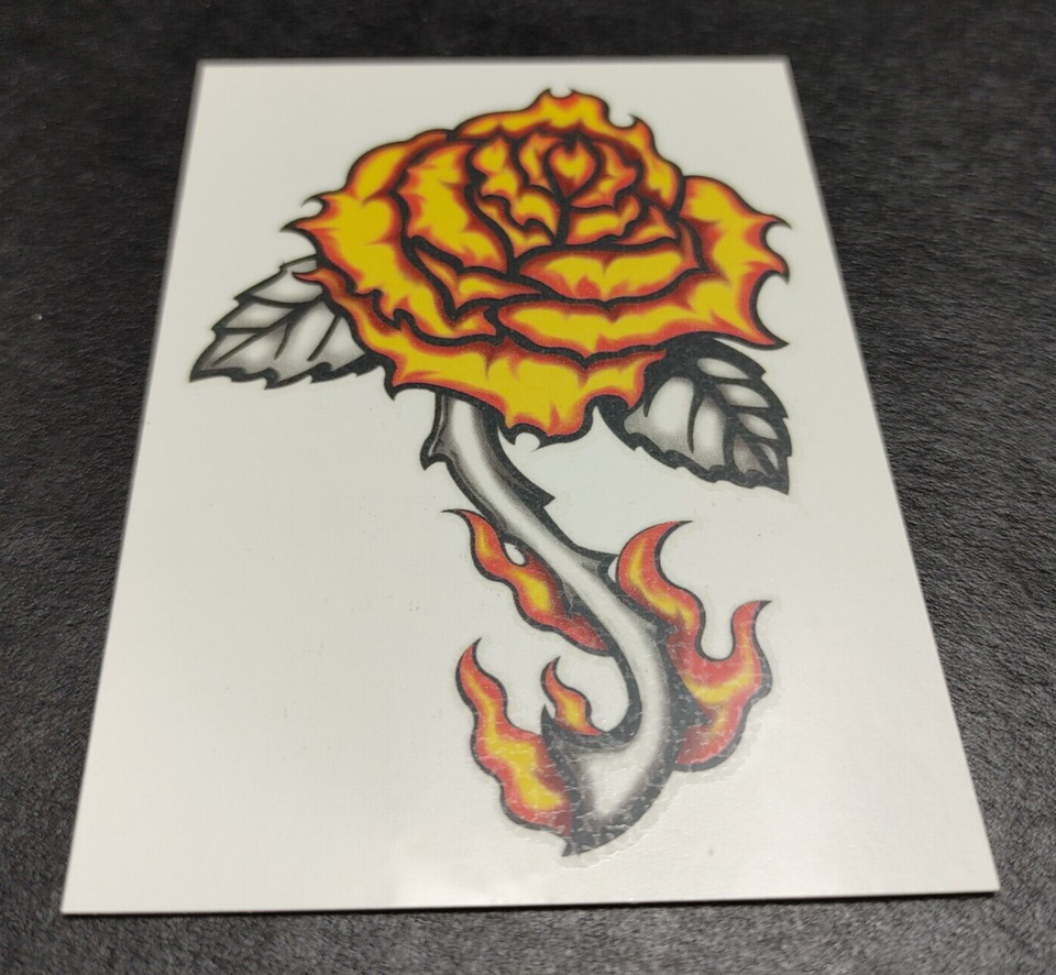10 Temporary Tattoos Vending Machine 5 Cherry & 5 Rose Flaming Fire ...