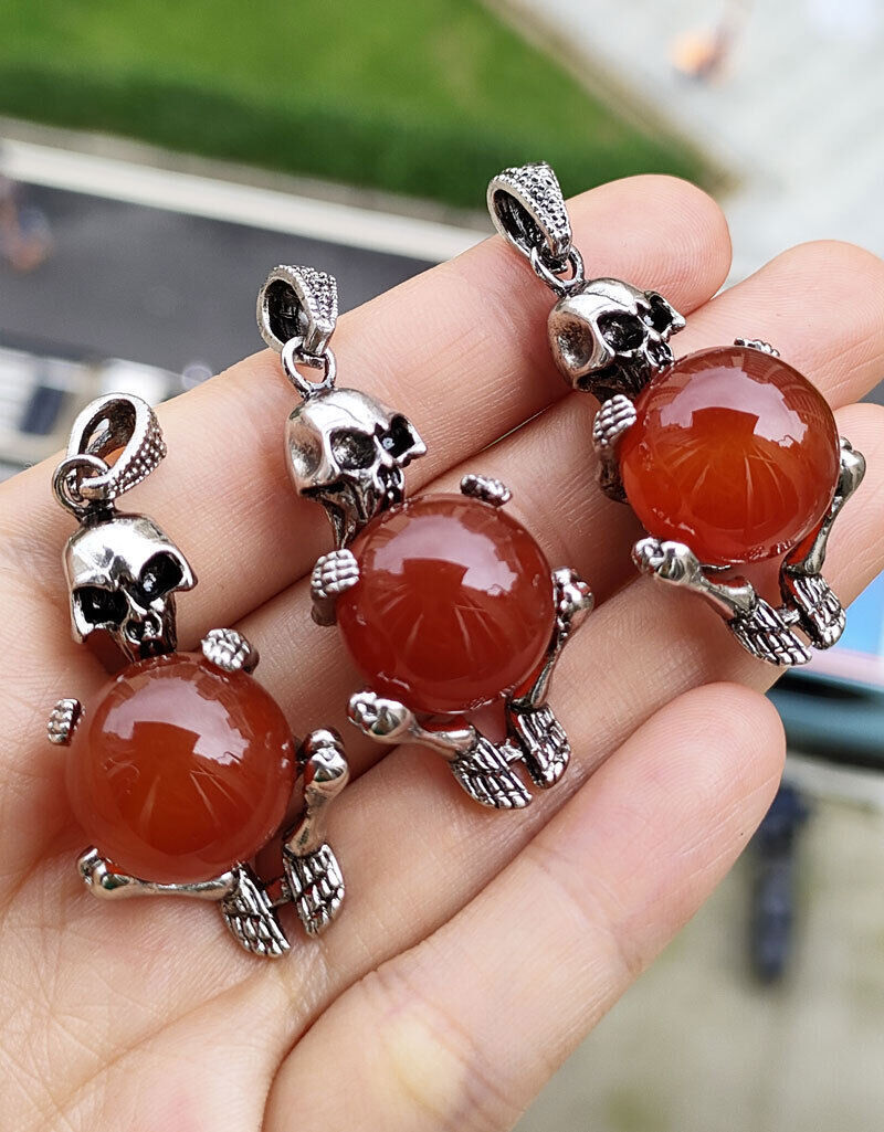 5pcs Red Agate Gems Skull Pendants Magic Charak Reiki Healing Amulet | eBay
