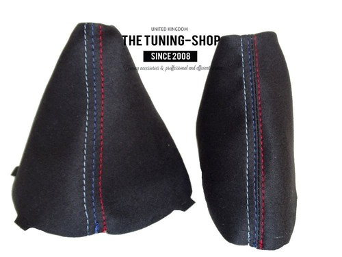 For BMW 3 Series E90 E91 E92 E93 Shift & Ebrake Boot Black Suede TRI ...
