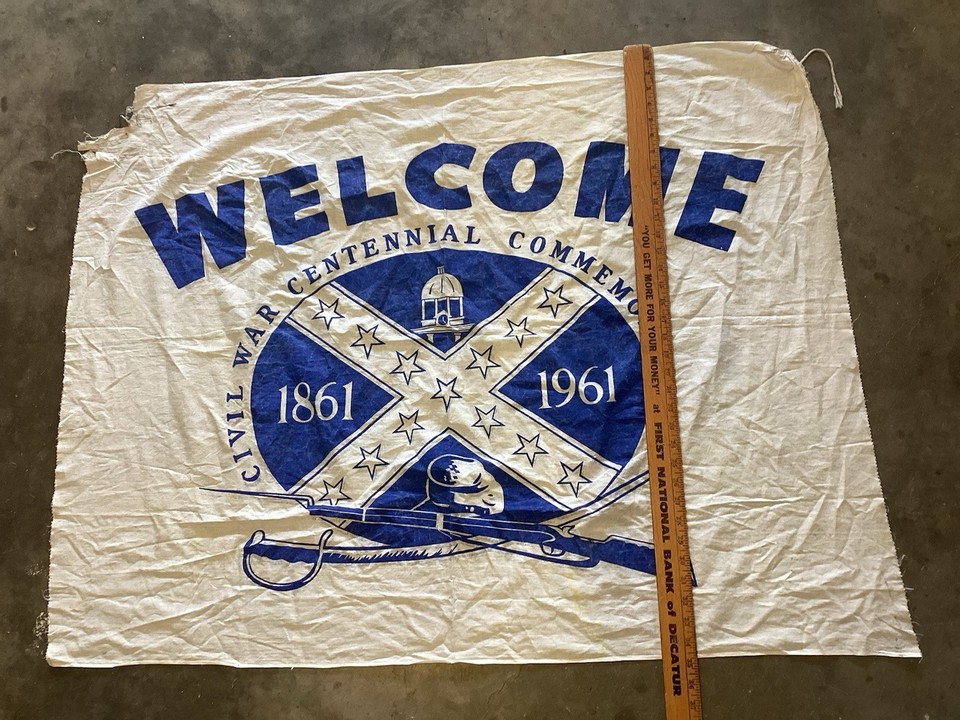 Vintage 1961 Civil War Centennial Welcome Banner Approx 35” X 45” | eBay