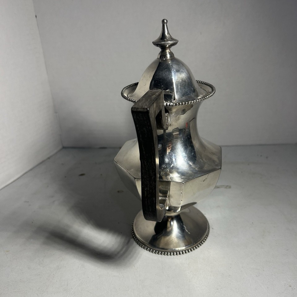 Antique James W. Tufts Silver Plate Coffee Pot Beaded With Wood Handle ...