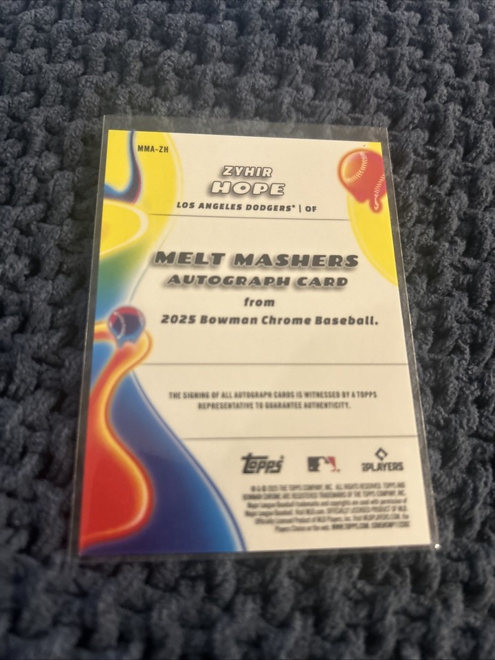 2025 Bowman Chrome Zyhir Hope Melt Mashers Auto MMA-ZH 36/99 Los ...