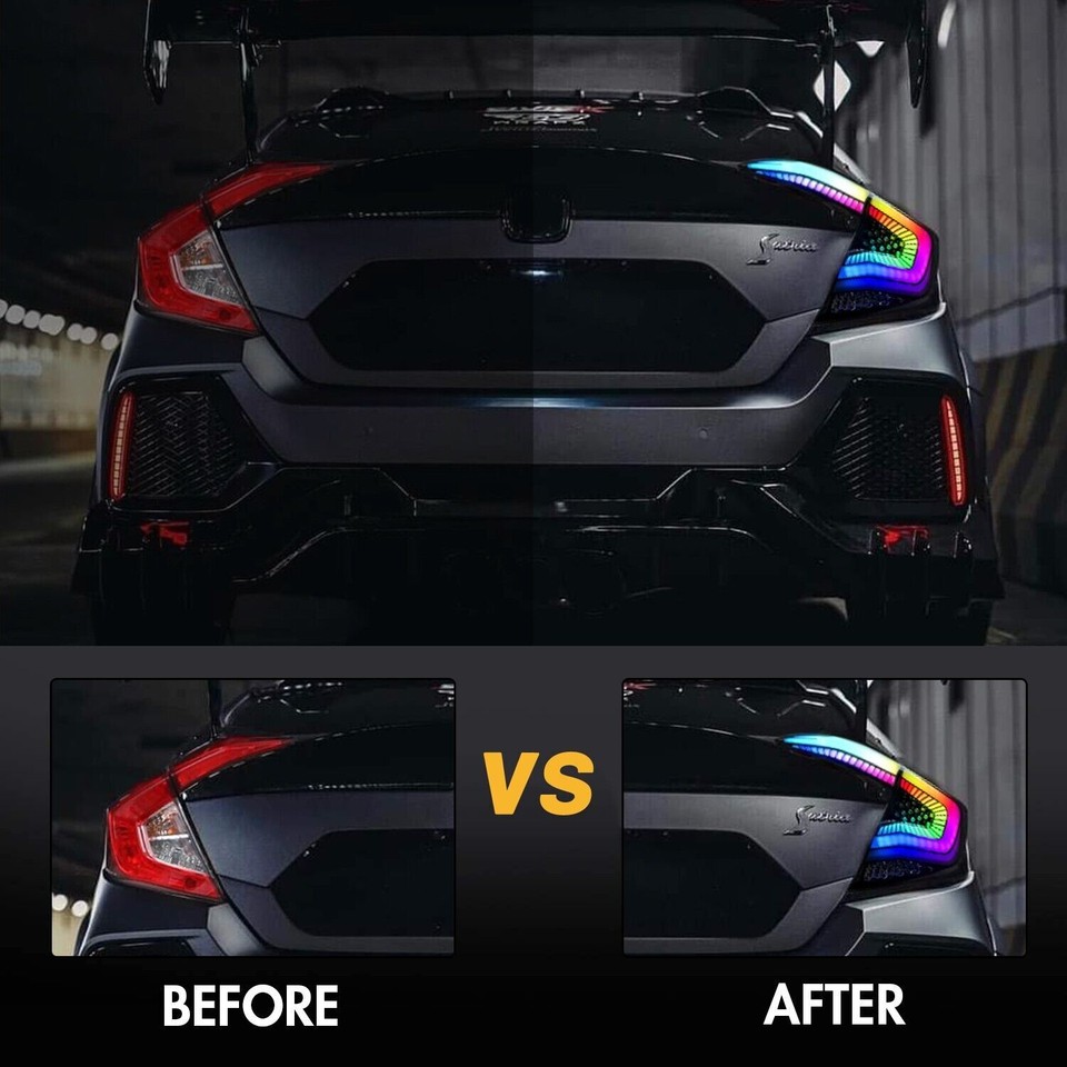 LED RGB Tail Lights Pair For Honda Civic Sedan 2016-2021 Sequential ...