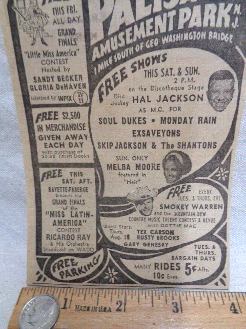 Vintage AD Palisades Amusement Park 1968 Sandy Becker Little Miss ...