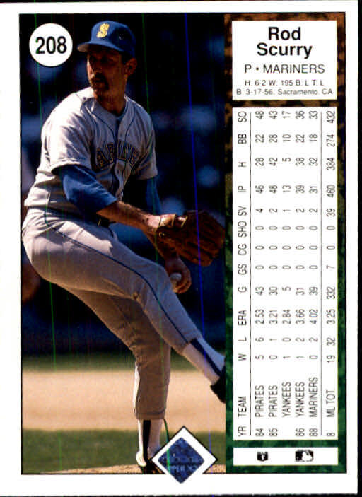 1989 Upper Deck Seattle Mariners Baseball Card #208 Rod Scurry | eBay