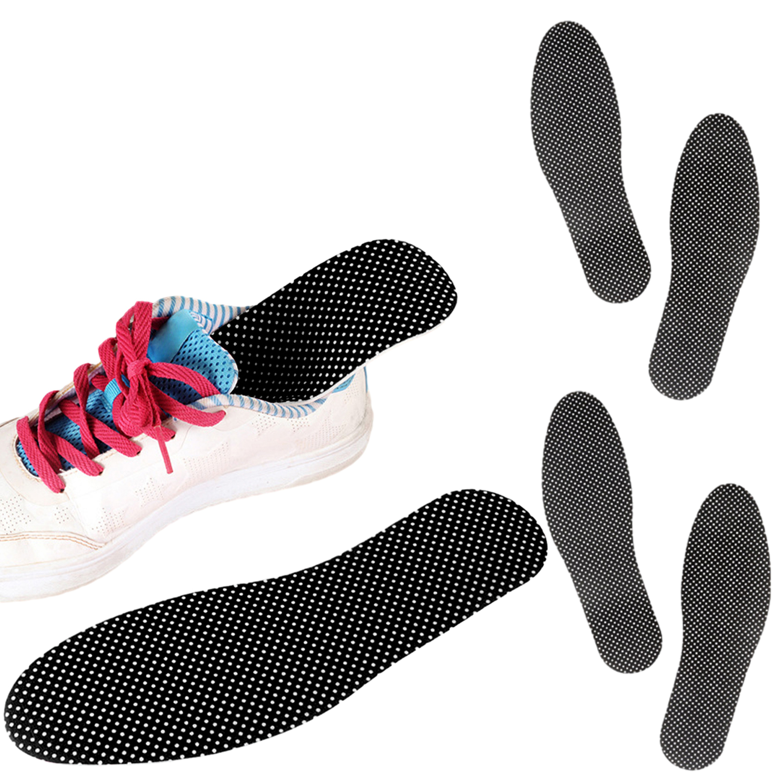 2pairs For Women Men Shoe Insoles Sweat Absorbing With Black Round Dots ...