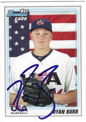 RYAN BURR SIGNED 2010 1ST BOWMAN USA BASEBALL CARD AUTOGRAPHED #BDPP96 ...