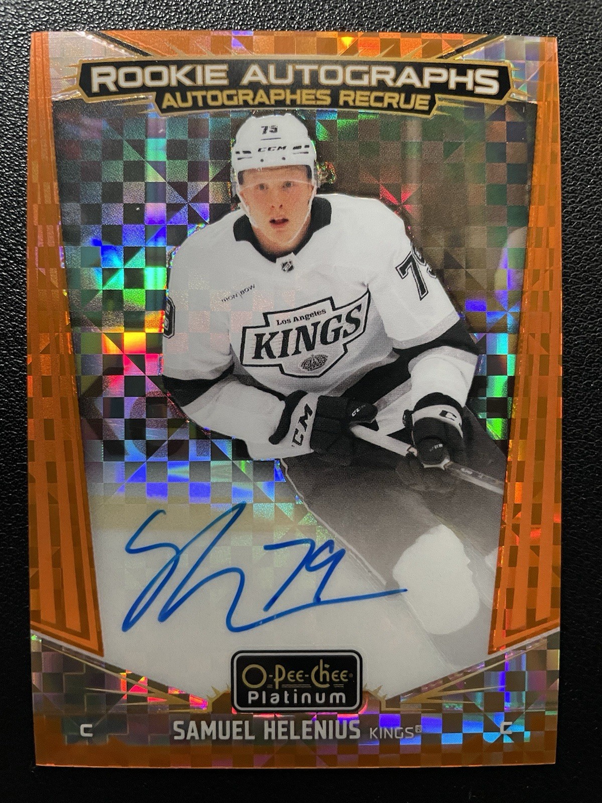 24-25 OPC Platinum Hockey Orange Checkers Rookie Auto Samuel Helenius ...