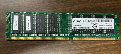 Crucial 1GB DDR1 DDR1400 PC3200 400MHZ 184PIN 184 DIMM Intel PC Desktop ...