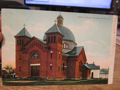 A1 Vintage Old OHIO Postcard CHICAGO JUNCTION WILLARD Catholic Church ...