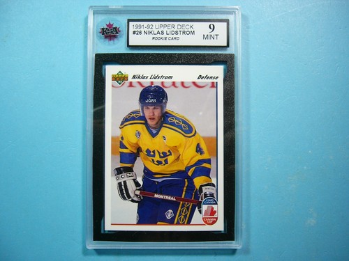 1991/92 UPPER DECK NHL HOCKEY CARD #26 NICKLAS LIDSTROM ROOKIE KSA 9 ...