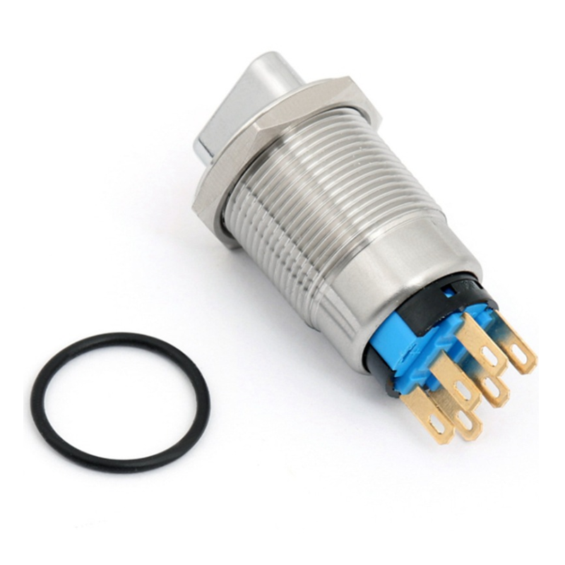2Pc Push Button DPDT Metal selector Rotary Switch with Waterproof ...