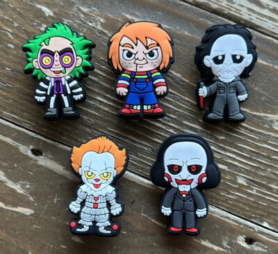 New Lot (5) Croc Shoe Charm HORROR Movie Theme Pennywise Clown Chucky ...
