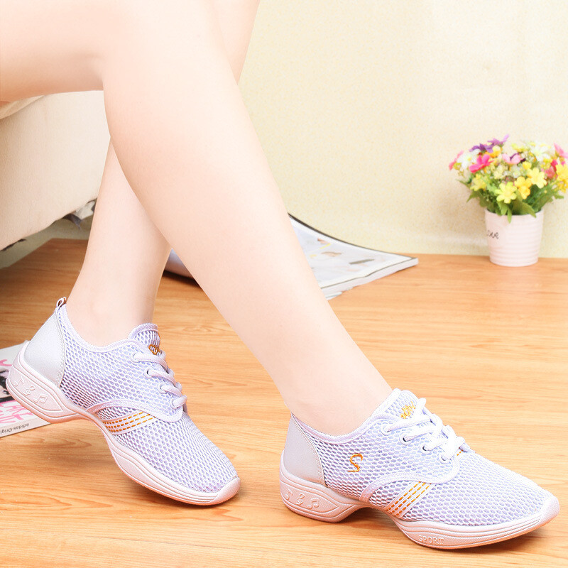WOMENS TRAINERS JAZZ HIP HOP DANCE SNEAKERS LADIES MESH SPLIT SOLE ...