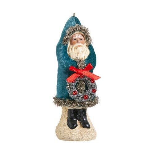 Raz Imports Blue Velvet Belsnickle w/wreath Christmas Ornament, 5 3/4 ...
