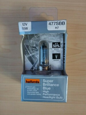 HALFORDS H7 SUPER BRILLANCE BLUE HIGH PERFORMANCE HEADLIGHT NEW FREE UK ...