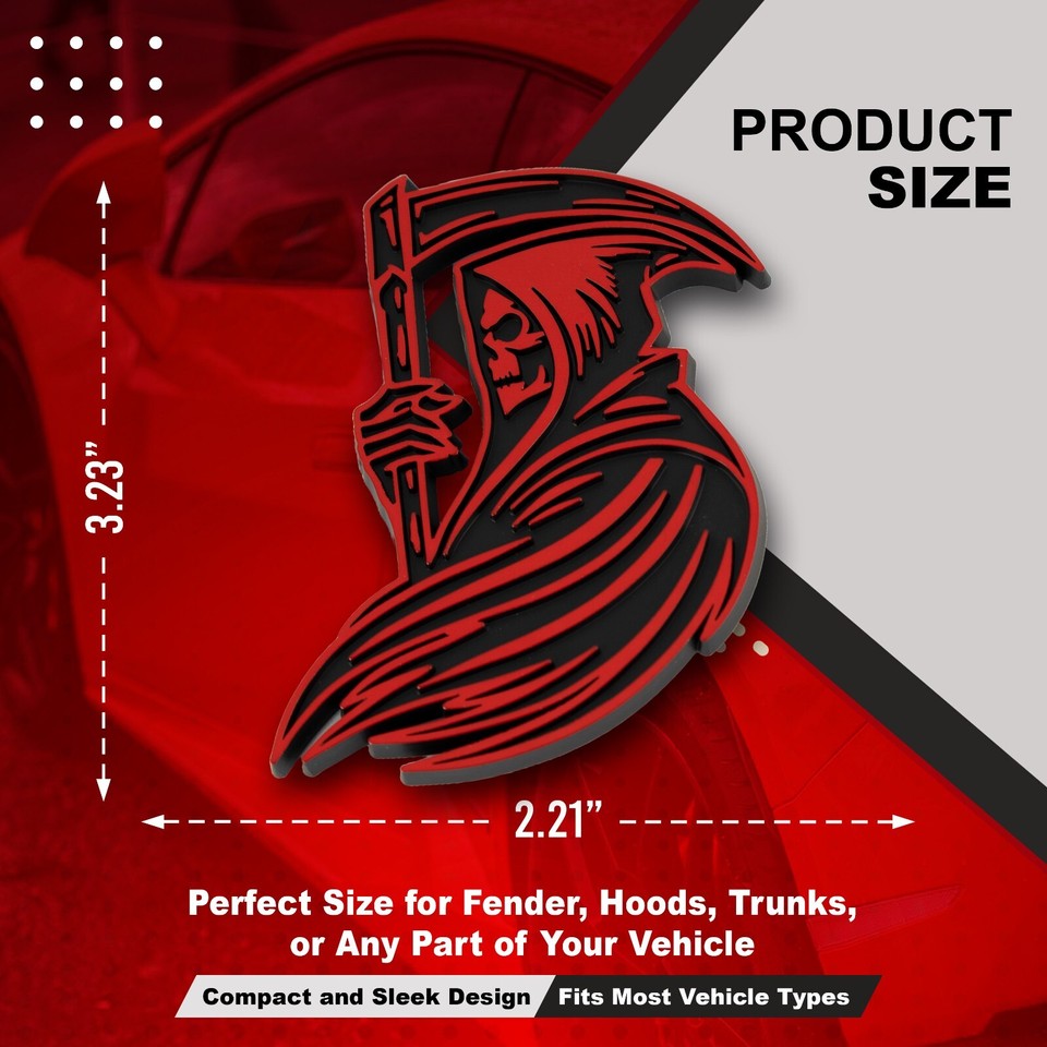 Grim Reaper Emblem Custom Badge 3D Decal Sticker Fender Car Truck SUV ...