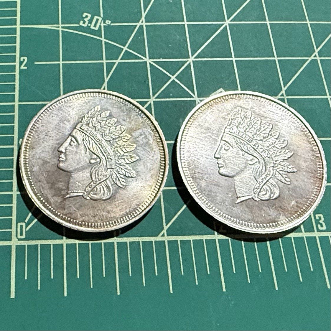 Lot Of Two (2) 1 oz .999 Fine Silver Round Indian Head Liberty Bullion ...