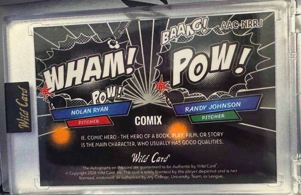 2024 Wild Card Just The Hits Baseball Dual Auto 1/1 Nolan Ryan And ...