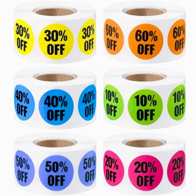Price Reduction Stickers - Self adhesive - Percentage Off % Off Labels ...